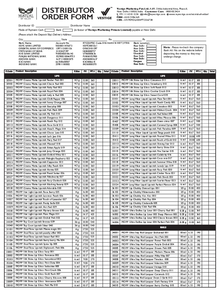 Mom Order Form 110719 | Download Free PDF | Cosmetics | Beauty