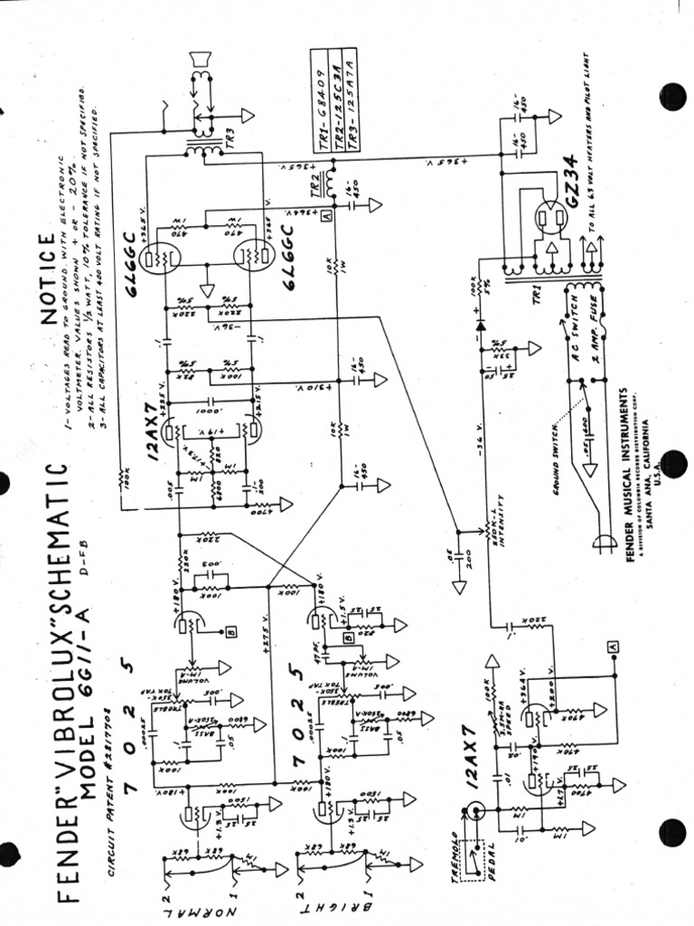 Fender Vibrolux 6G11 A Schematic PDF | PDF