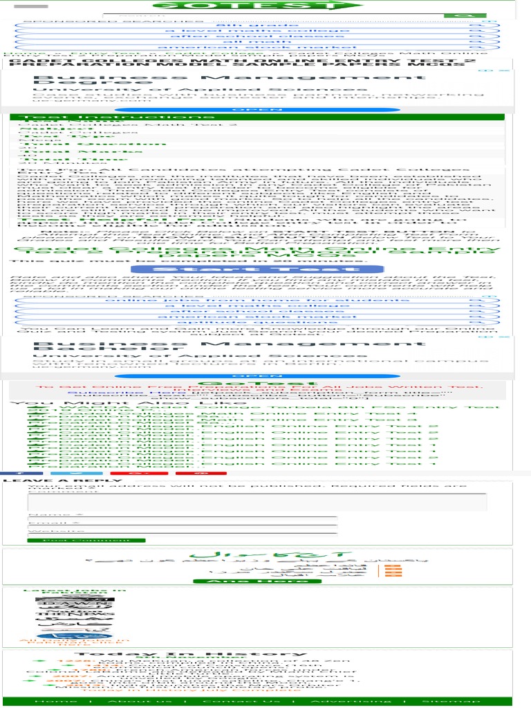 Cadet Colleges Math Online Entry Test 2 Preparation Model Sample Papers ...