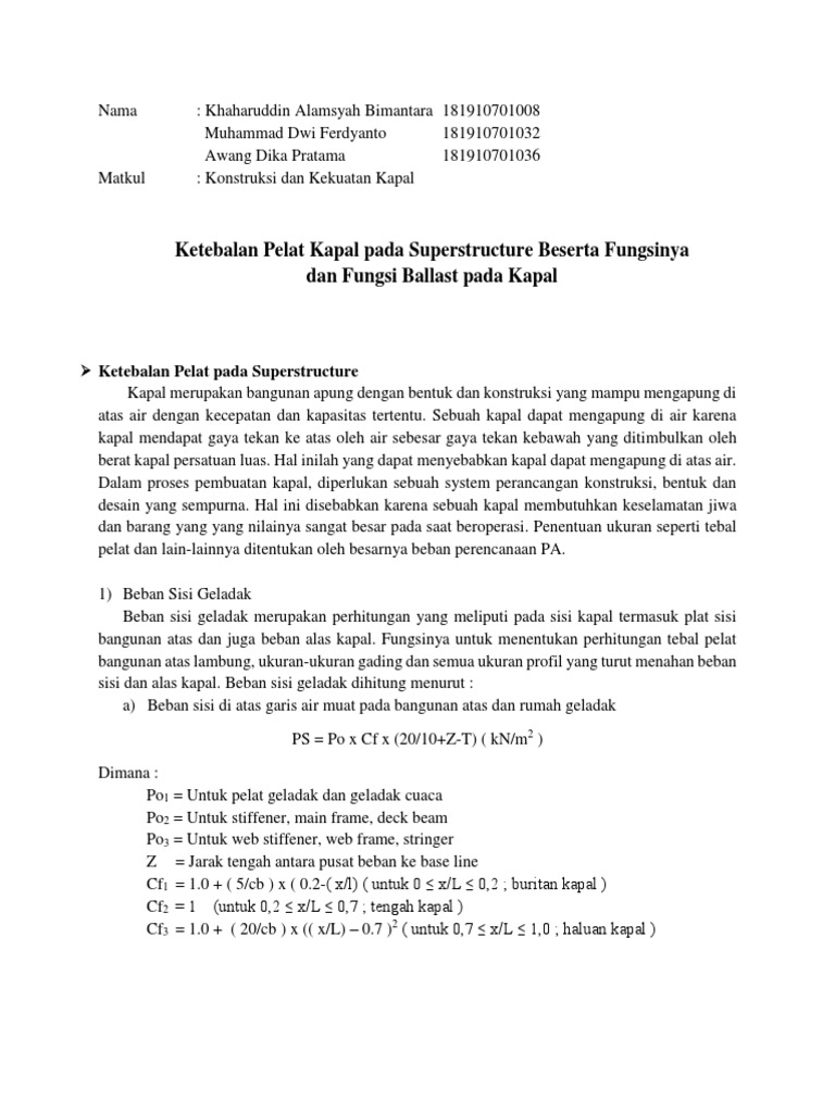 Ketebalan Pelat Kapal Pada Superstructure Beserta Fungsinya | PDF