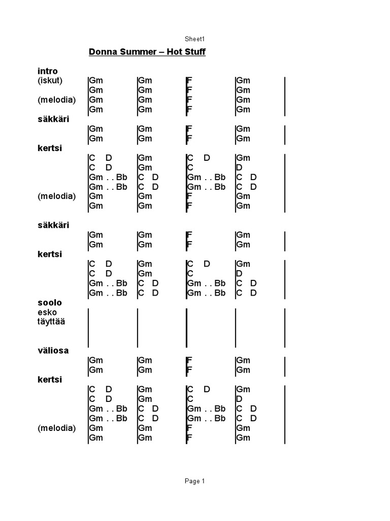 Hot Stuff Chords | PDF