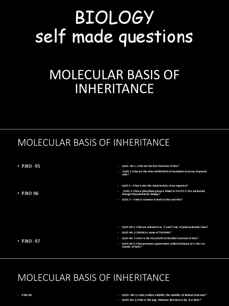 Biology Self Made Questions: Molecular Basis of Inheritance | PDF | Dna ...