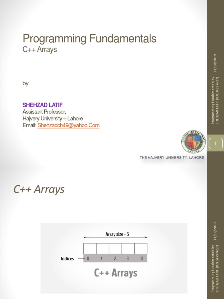 Programming Fundamental (Array) | PDF | Array Data Structure | Data Type