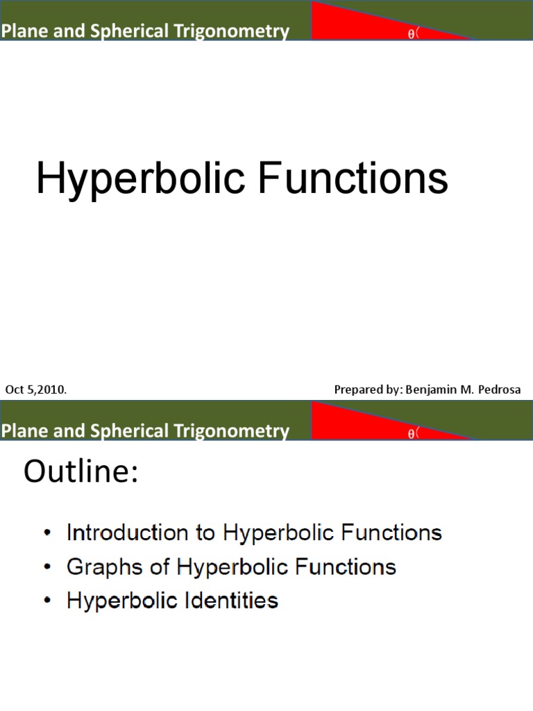 Hyperbolic Functions: Plane and Spherical Trigonometry | PDF | Sports ...