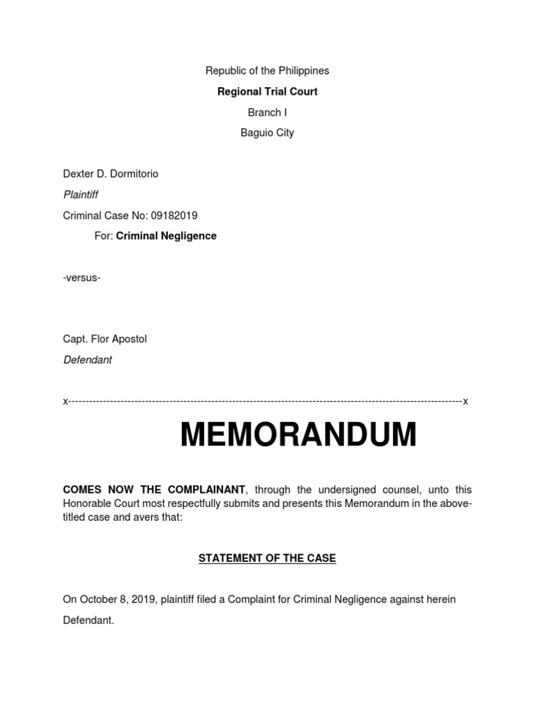 Memorandum 10 PM Edit | PDF | Medical Error | Negligence