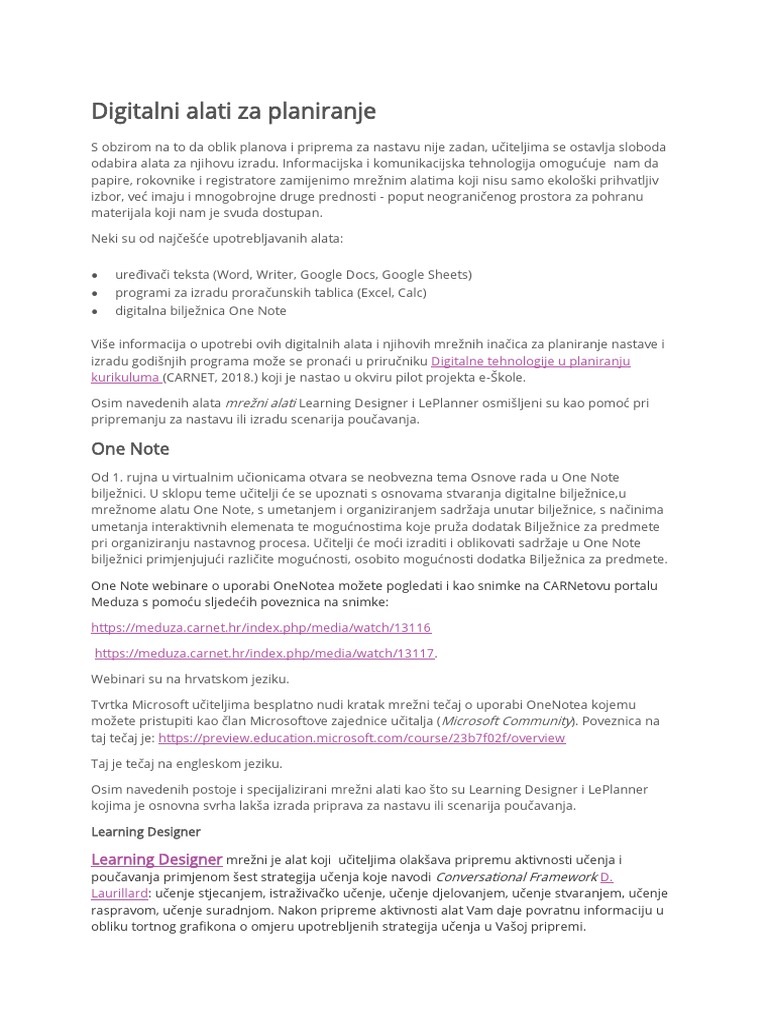 Digitalni Alati Za Planiranje | PDF
