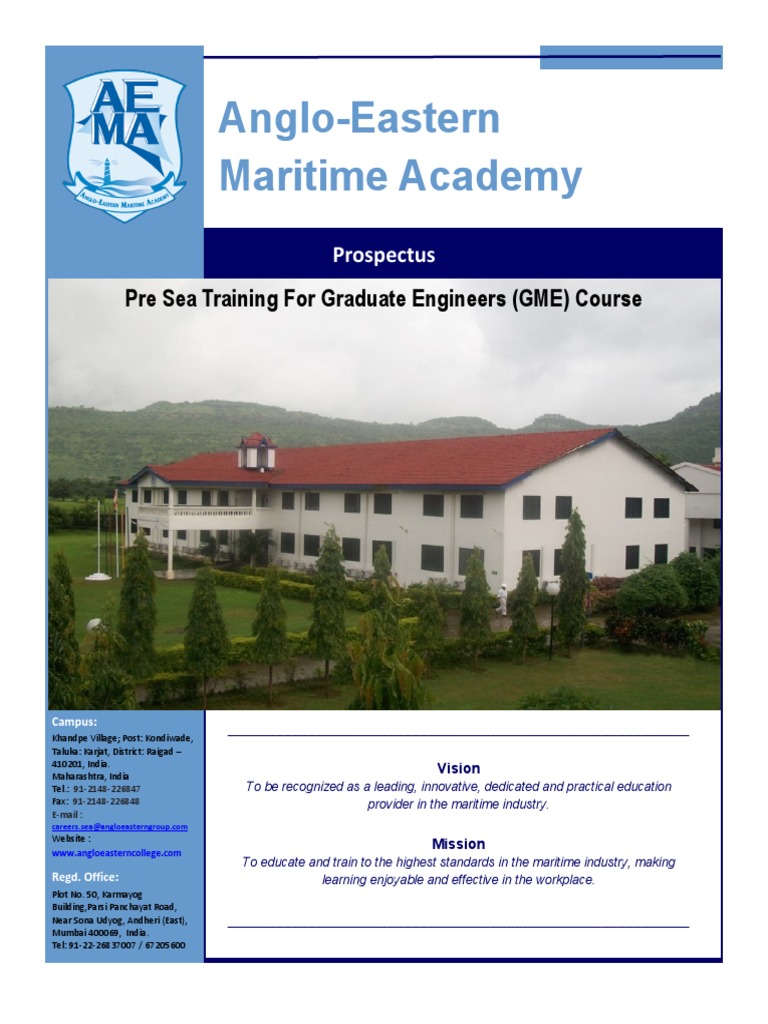 Anglo-Eastern Maritime Academy: Pre Sea Training For Graduate Engineers ...