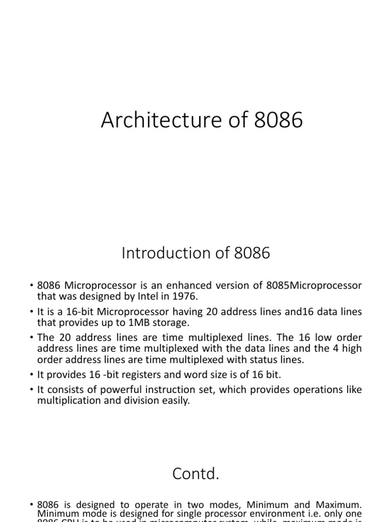8086 Microprocessor | PDF | Central Processing Unit | Pointer (Computer Programming)