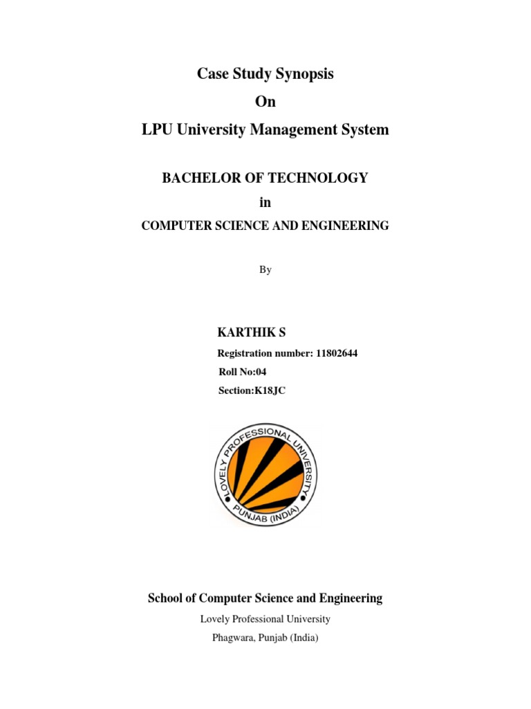Case Study Synopsis Lpu Ums | PDF | User (Computing) | Databases