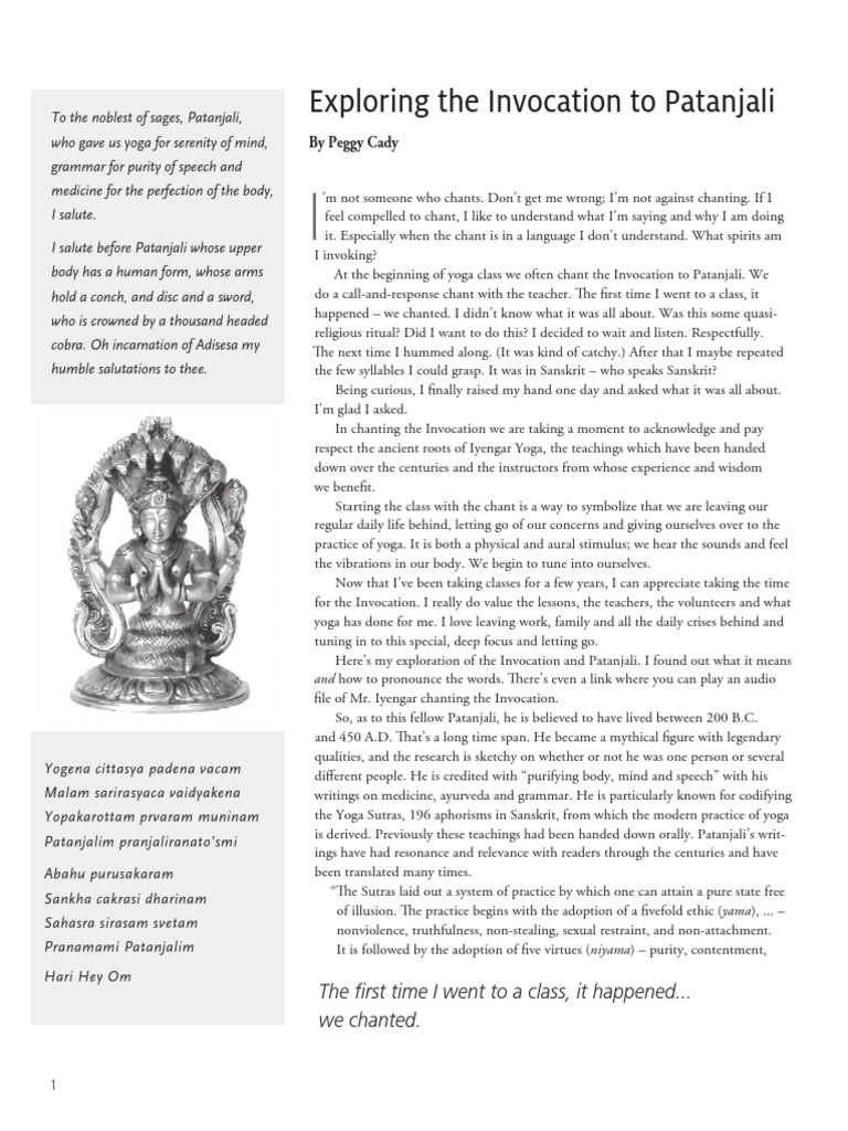Patanjali Mantra | PDF | Patanjali | Yoga