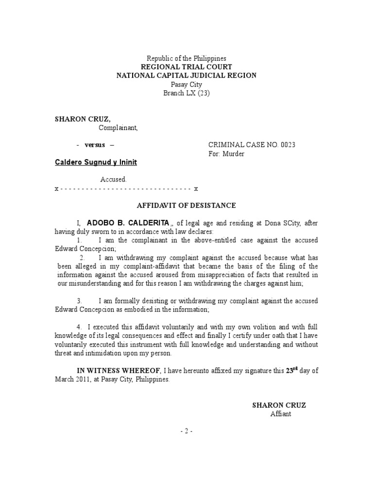 Affidavit of Desistance | PDF