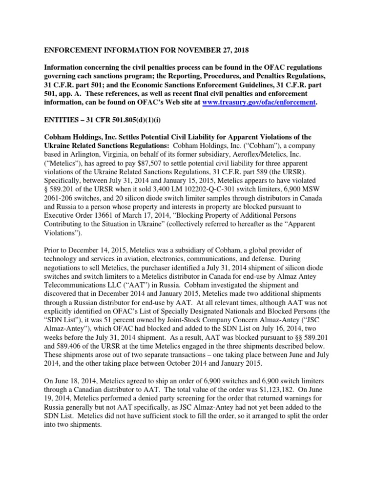 WWW Treasury Gov/ofac/enforcement | PDF | Office Of Foreign Assets ...