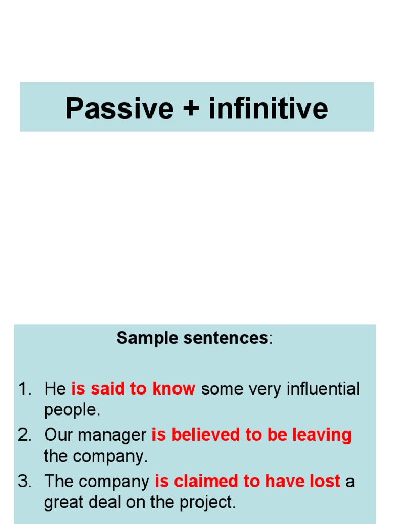 Passive Infinitive | PDF | Economies