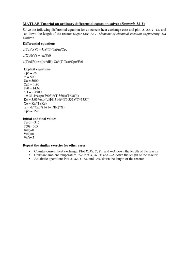 MATLAB ODE Solver Tutorial | PDF | Parameter (Computer Programming) | Function (Mathematics)