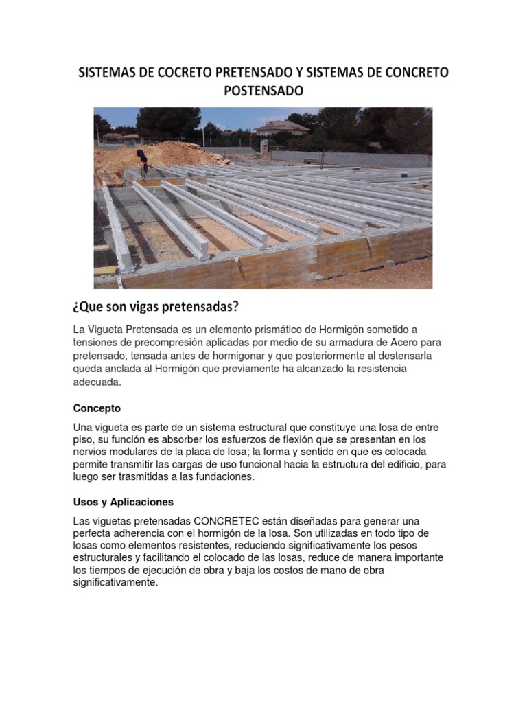 Sistema de Pretensado | PDF | Hormigón pretensado | Hormigón