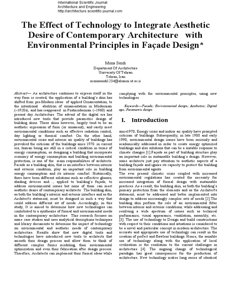 The Effect of Technology To Integrate Aesthetic Desire of Contemporary ...