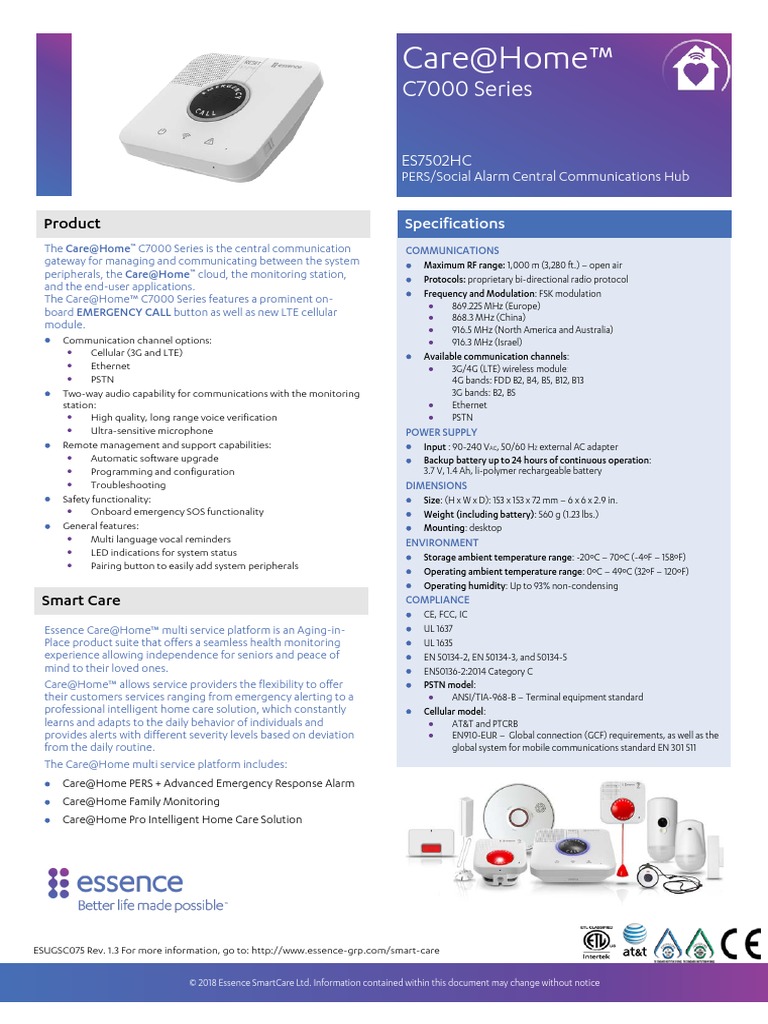 Care@Home C7000 - Datasheet | PDF | 4 G | Hertz