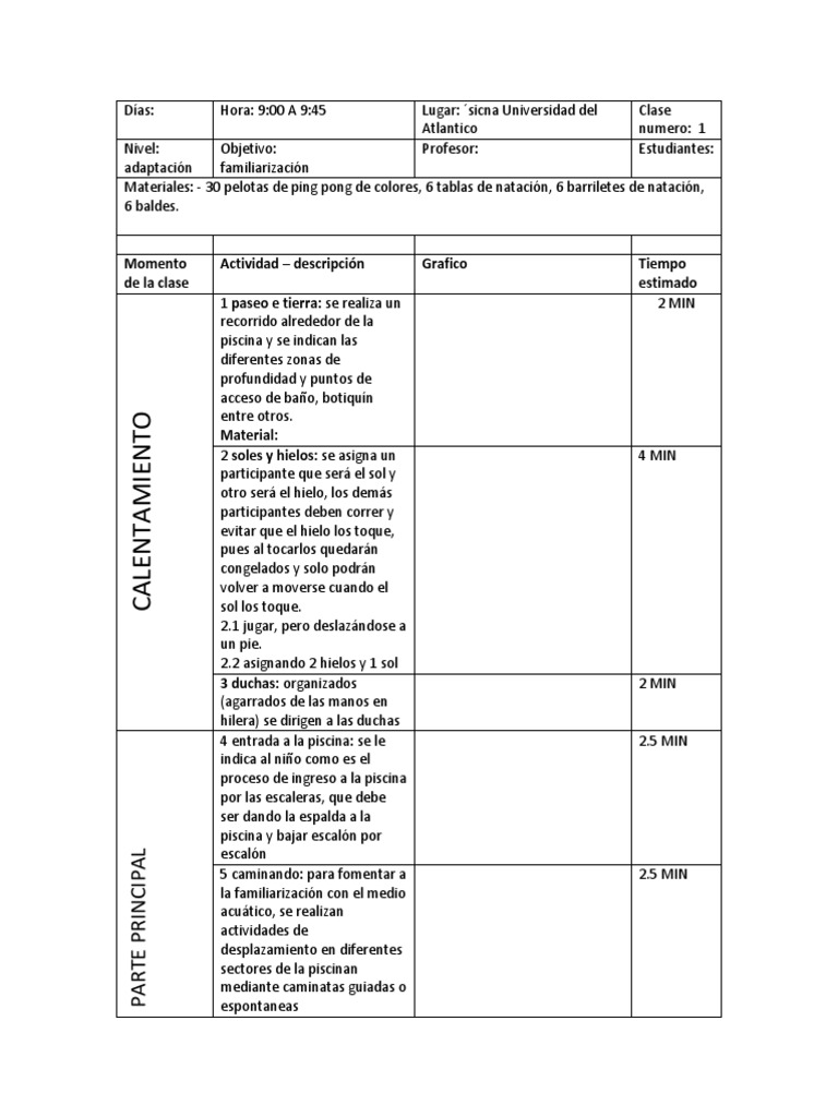 Como Hacer Un Plan Clase de Natación | PDF | Ocio | Deportes