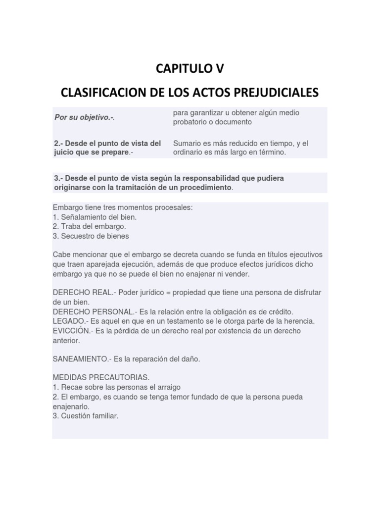 Clasificación de Actos Prejudiciales | PDF | Derecho