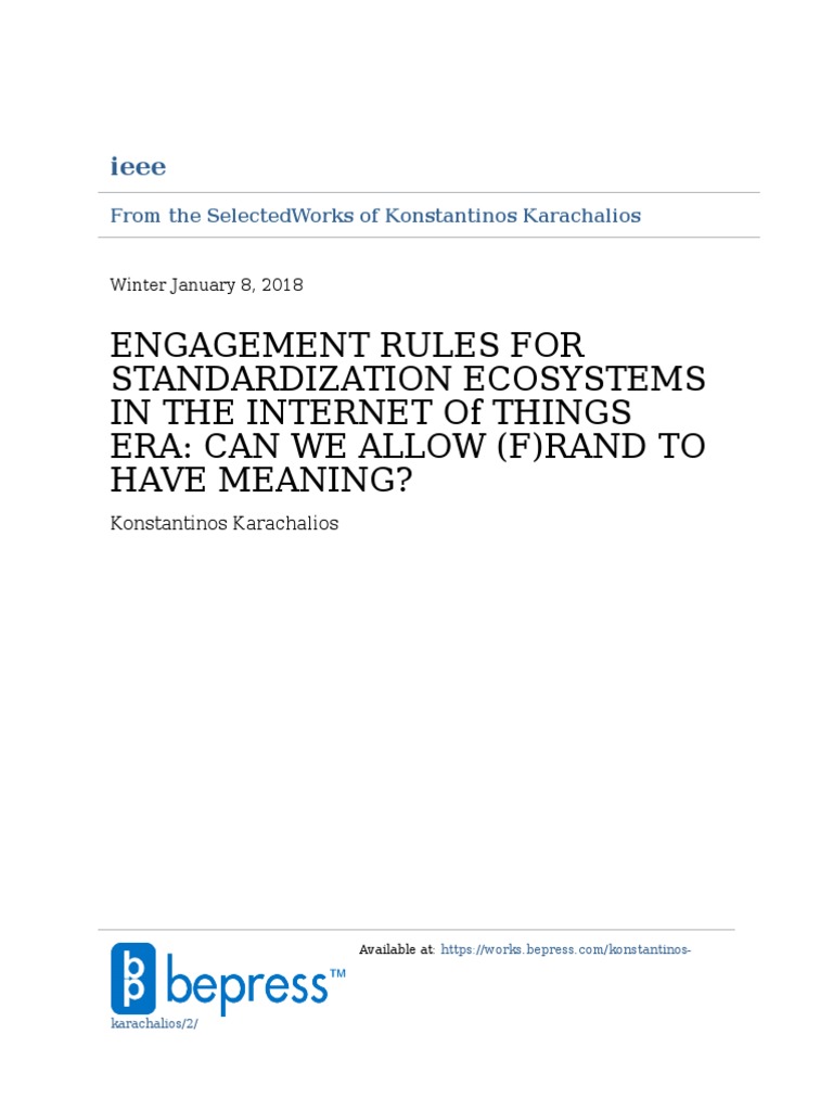 Engagement Rules For Standardization Ecosystems in The Internet of ...