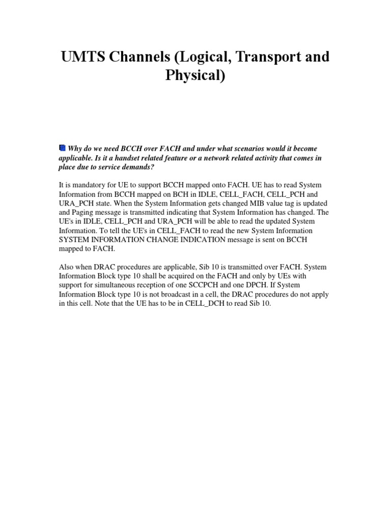 1-UMTS Channels (Logical, Transport and Physical) | PDF