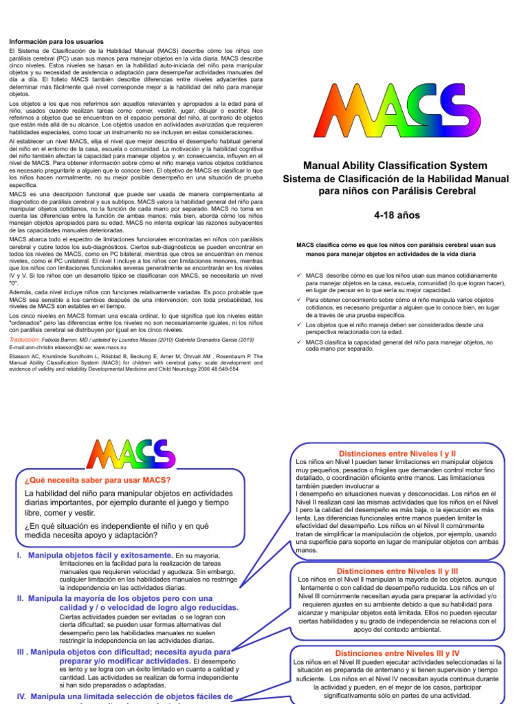Manual Ability Classification System | Parálisis cerebral | Bienestar