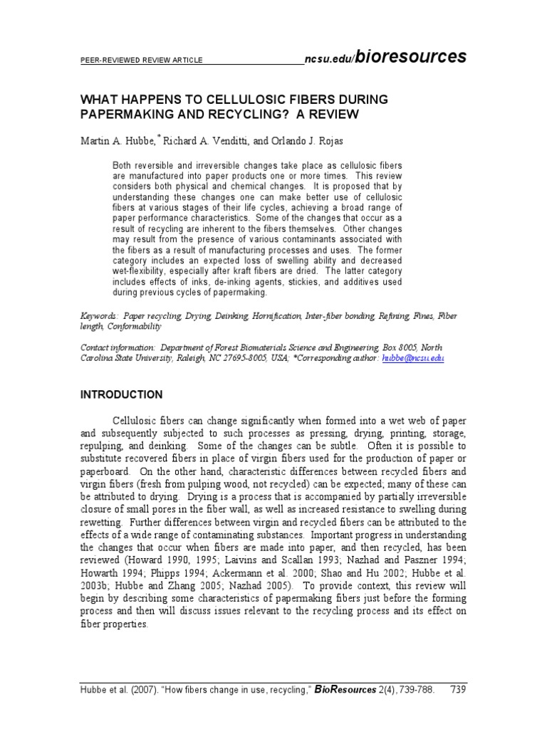 Hubbe 2007 Quimica Del Papel | PDF | Pulp (Paper) | Paper