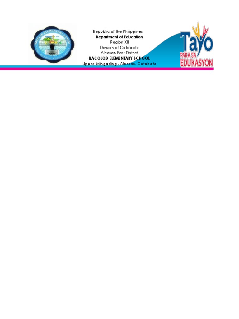 Republic of The Philippines Region XII Division of Cotabato Aleosan ...