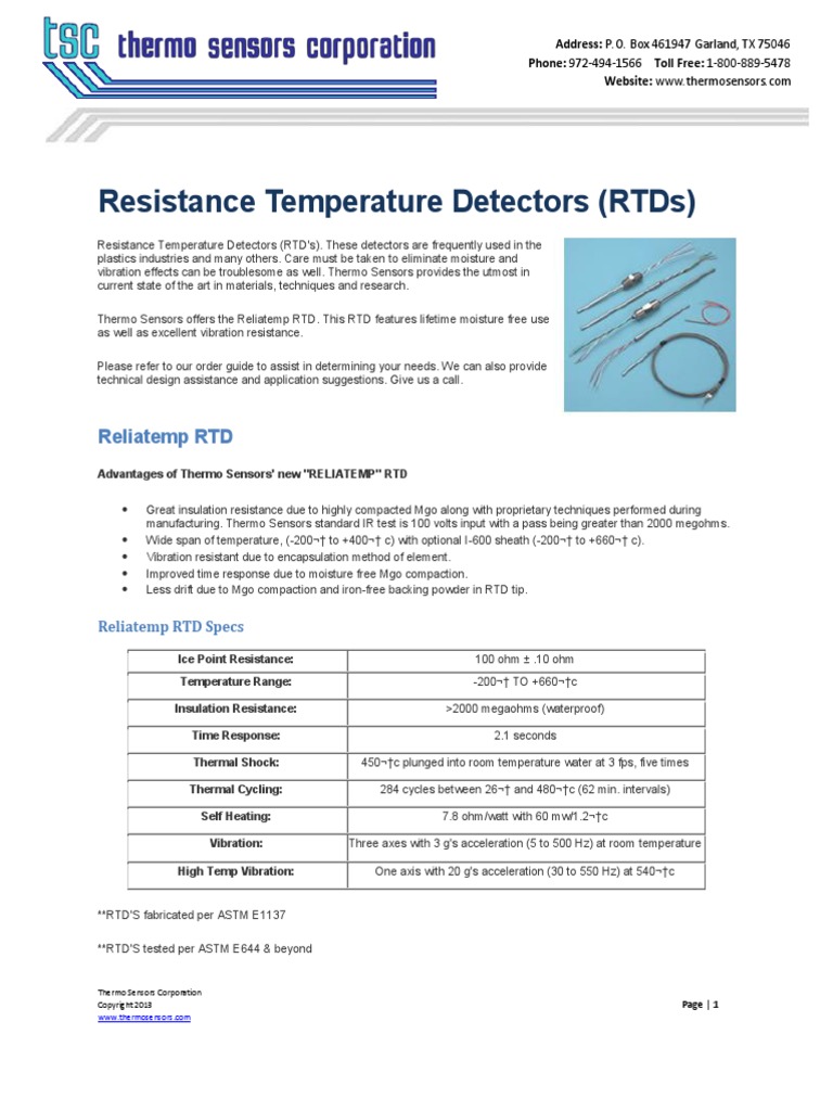 RTD Temperature | PDF | Electrical Resistance And Conductance | Calibration