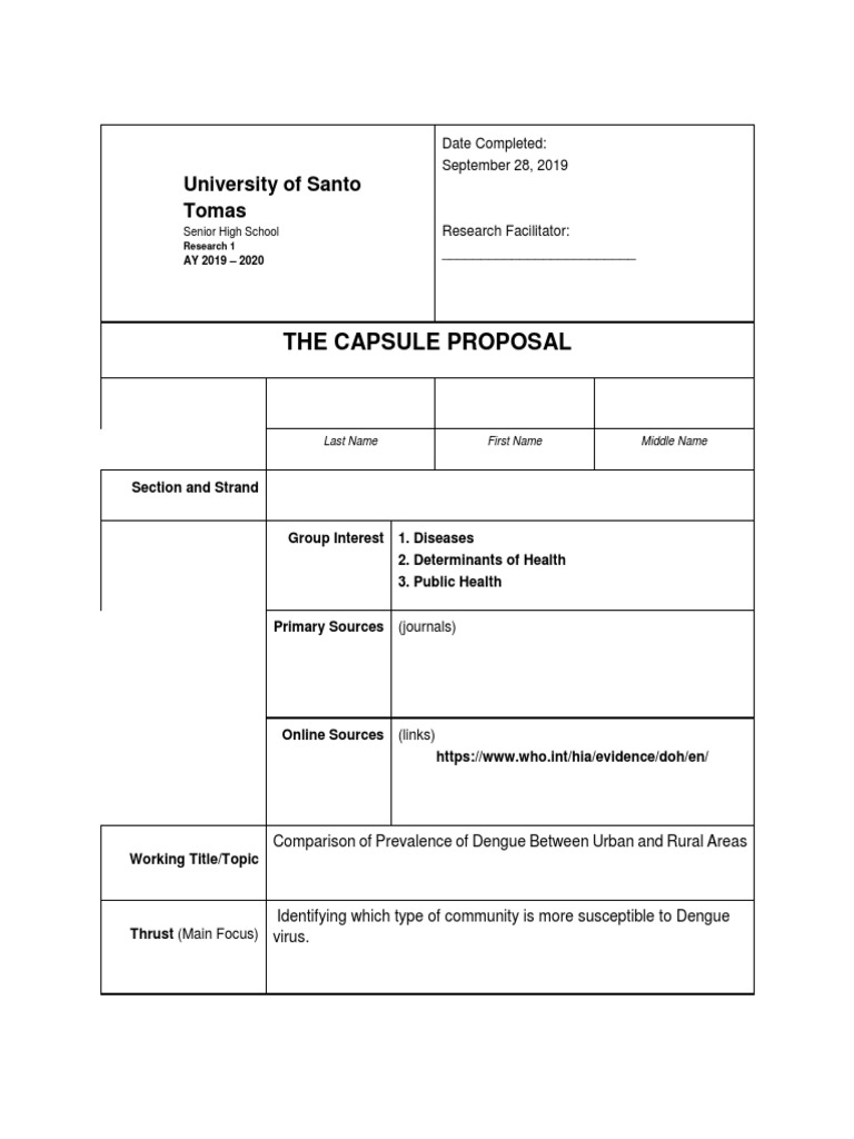 University of Santo Tomas: The Capsule Proposal | Download Free PDF ...