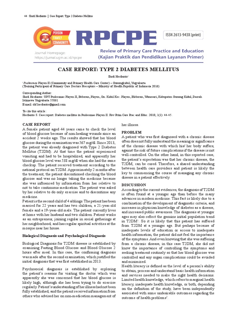 Case Report DM | PDF | Diabetes Mellitus | Diabetes Mellitus Type 2