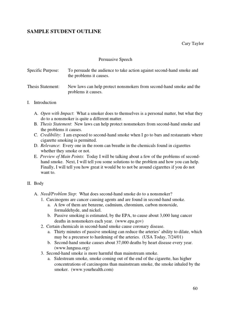 Persuasive Speech Sample | Download Free PDF | Tobacco Smoking | Addiction