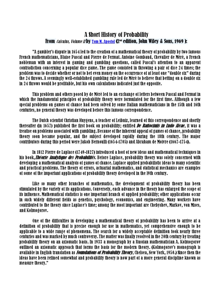 A Short History of Probability: From by (2 Edition, John Wiley & Sons ...