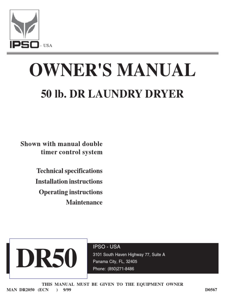 Ipso dr50 Users Manual 578724 PDF | PDF | Clothes Dryer | Duct (Flow)