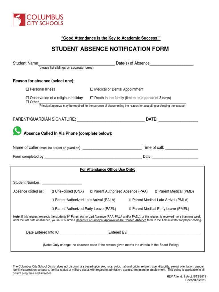 Student Absence Notification Form Final 8 | PDF | Government And Personhood | Applied Ethics