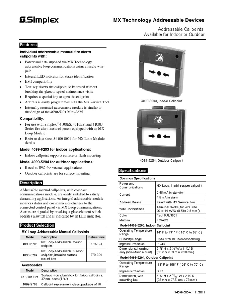 Addressable Callpoints, Available For Indoor or Outdoor: MX Technology Addressable Devices | PDF ...