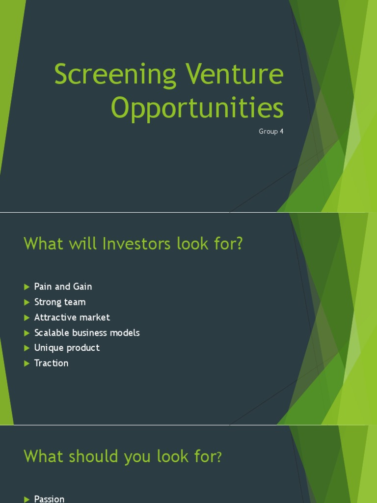 Screening Venture Opportunities Guide | PDF | Entrepreneurship | Economies