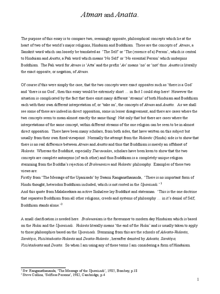 Anatta and Atman | PDF | Ātman (Hinduism) | Brahman