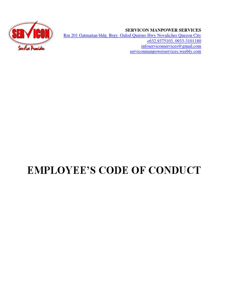 Guiding Principles: An Employee Handbook for Servicon Manpower Services ...