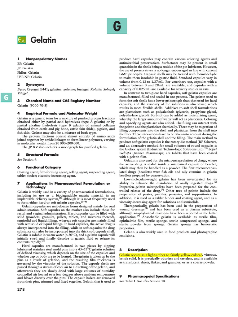 Gelatin | PDF | Gelatin | Tablet (Pharmacy)