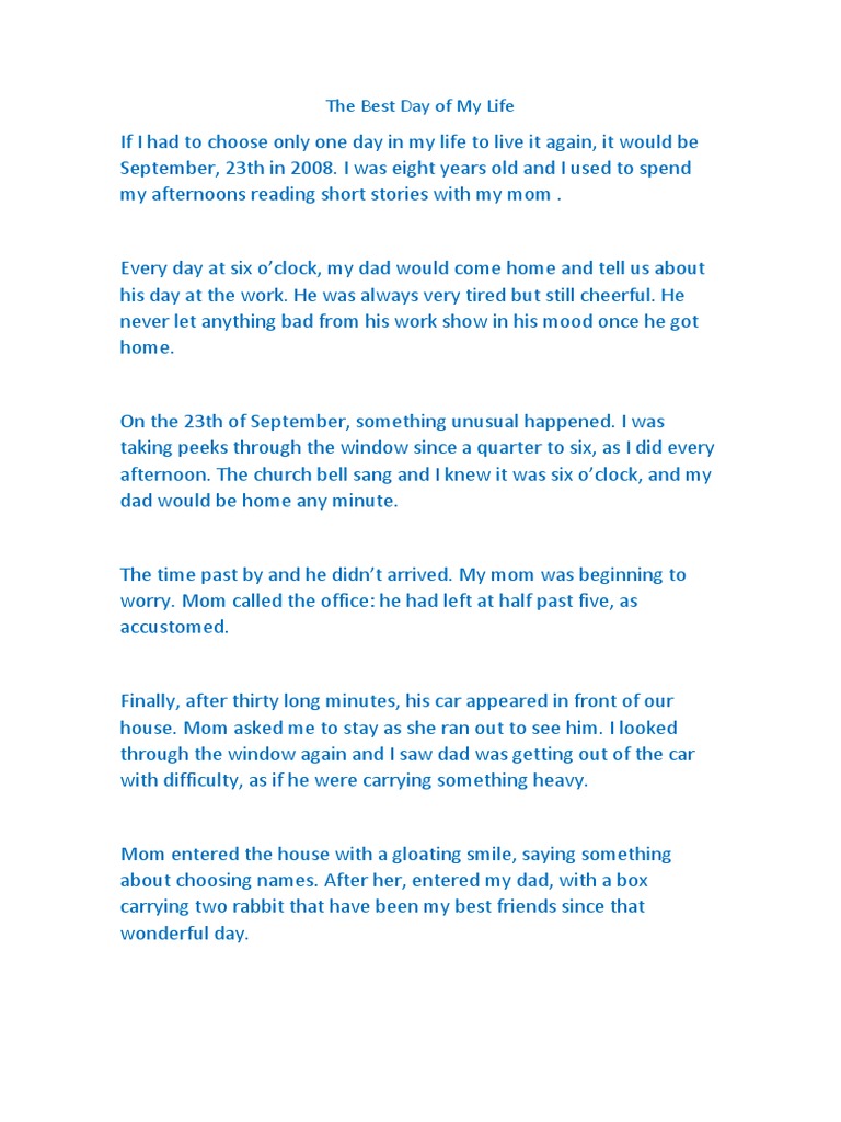 The Best Day of My Life - Ingles 4 | PDF