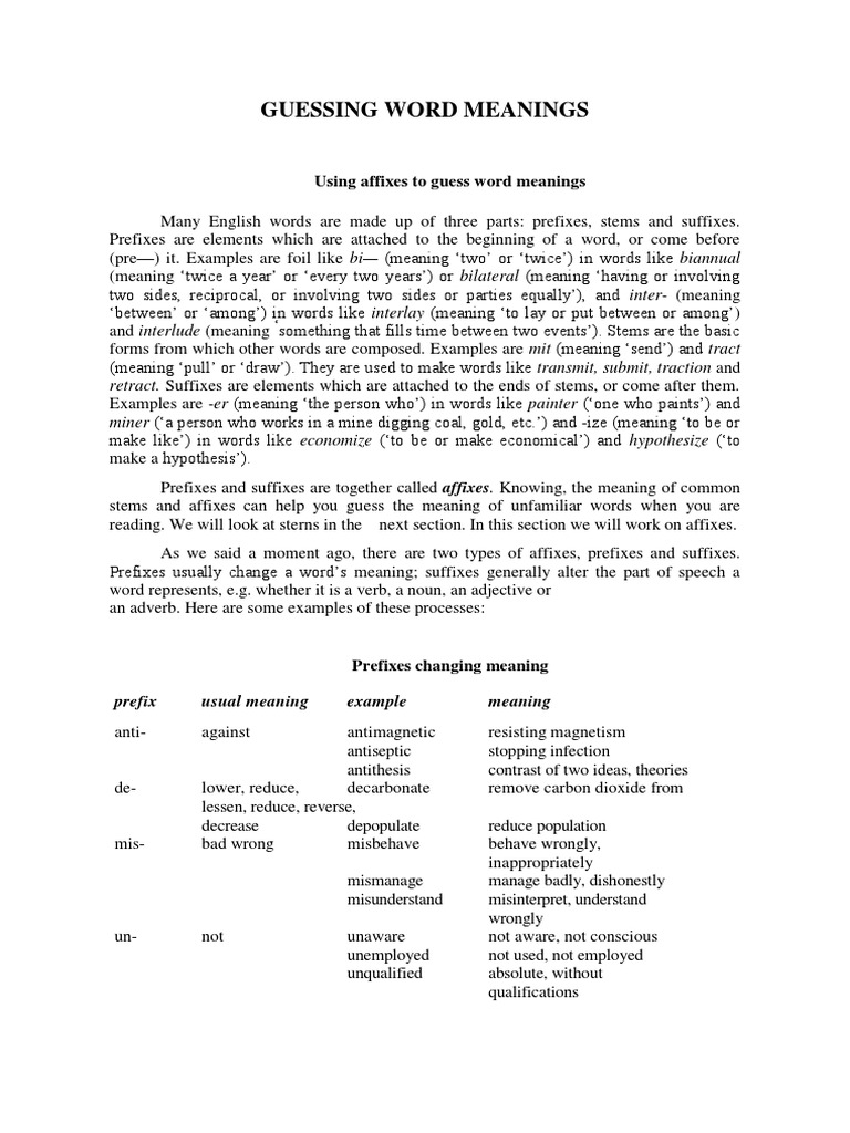 Guessing Word Meaning | PDF | Adverb | Word