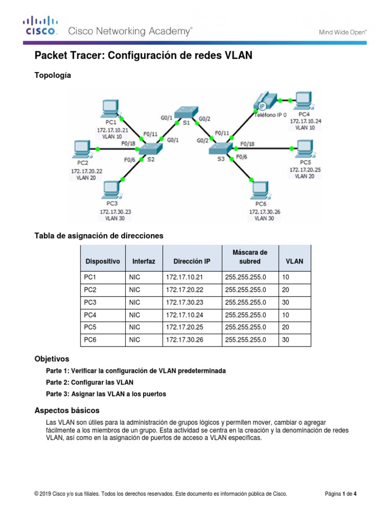 Packet Tracer: Configuración de redes VLAN: Topología | Controlador de interfaz de red ...