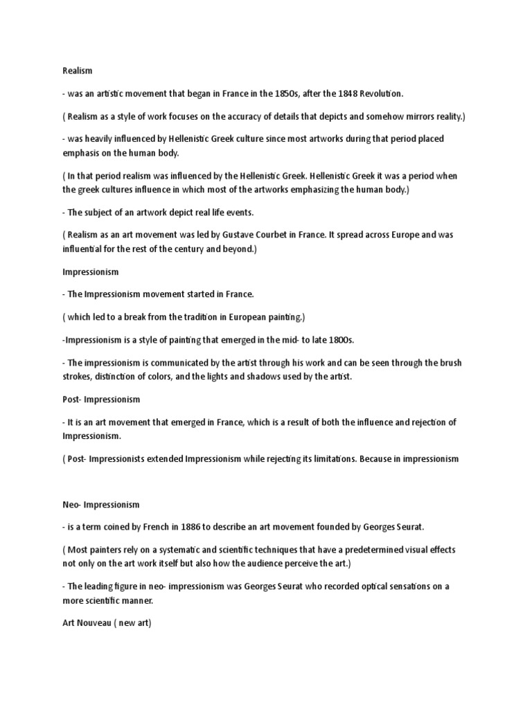 Realism Handouts | Download Free PDF | Impressionism | Realism (Arts)