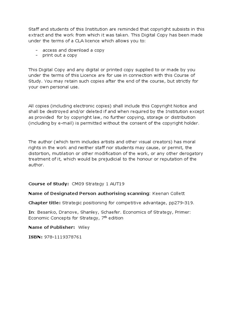 Besanko Economics of Strategy Ch9 | PDF