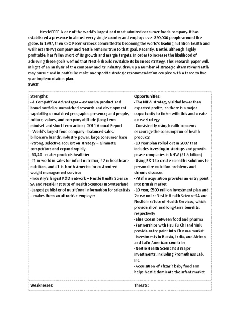 Revitalizing Nestlé's Business Strategy: A Strategic Recommendation and ...