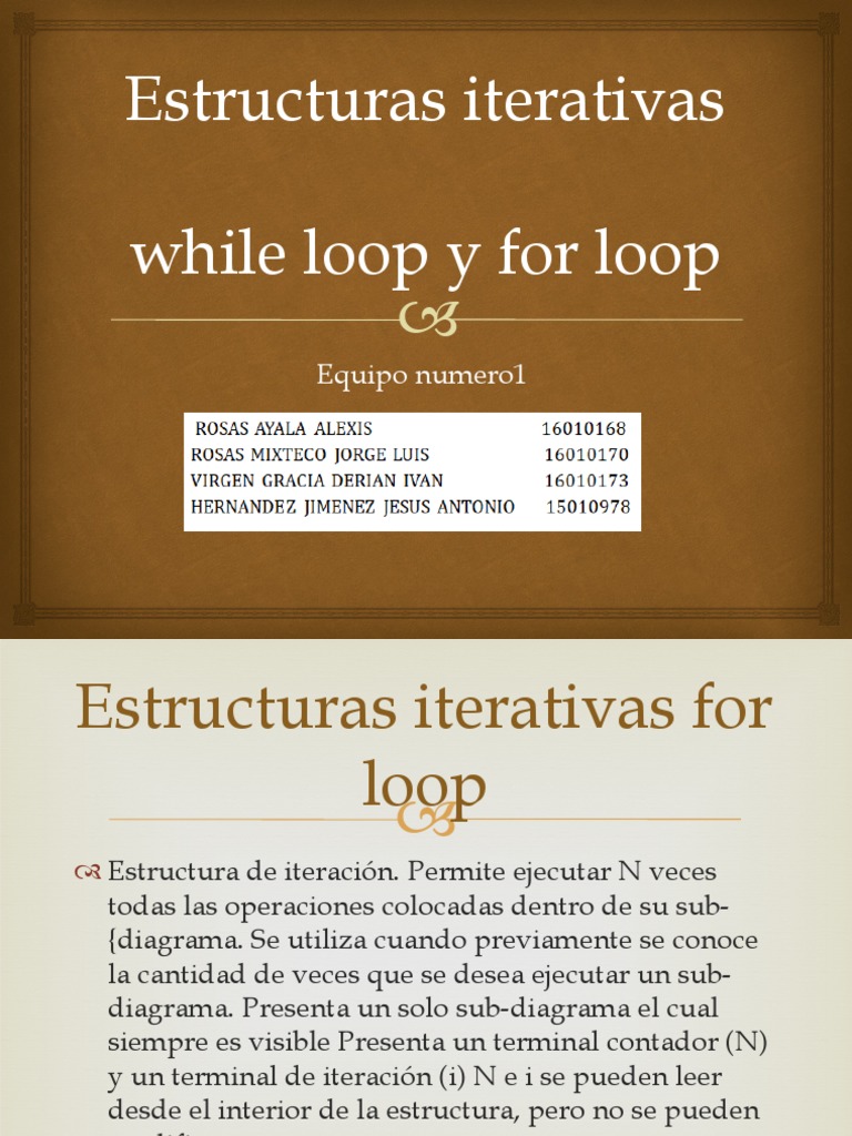 Estructuras Iterativas For y While Loop Equipo 1 | PDF
