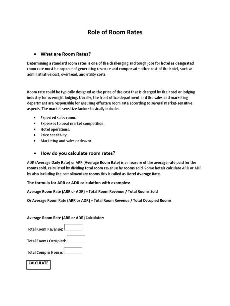 Role of Room Rates | PDF | Hotel | Demand