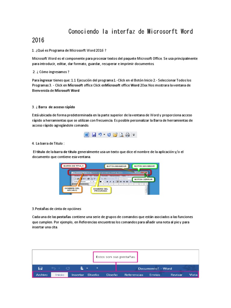Interfaz de Microsoft Word 2016 | PDF | Ventana (informática ...