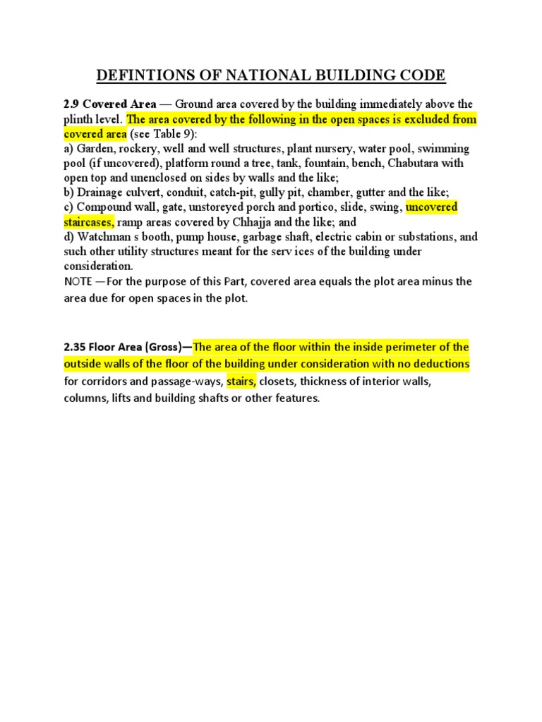 Covered Area Definitions in NBC | PDF